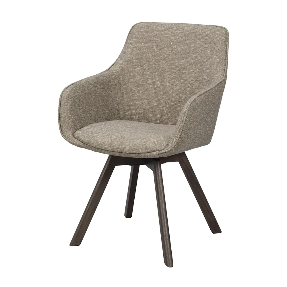 Rowico Home Alison stol med armlæn mørkebeige stof/brune ben i eg | Køb ...
